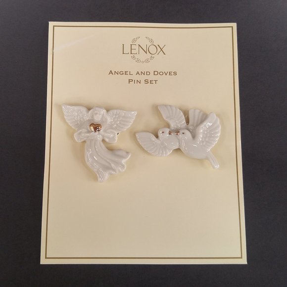 Lenox | Jewelry | Lenox Angel And Doves Pin Set | Poshmark